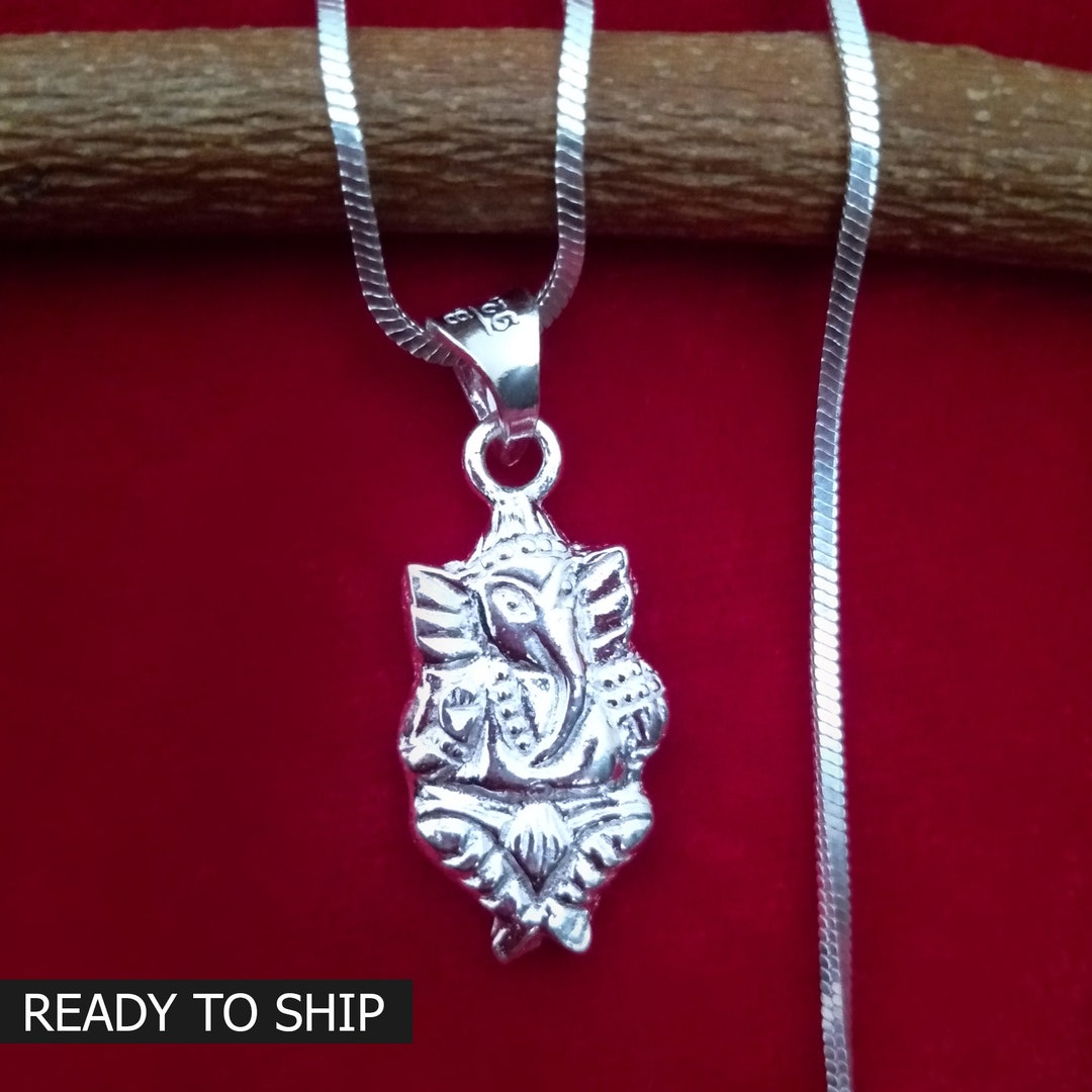 Lord Ganesh Pendant, 925 Sterling Silver Necklace, Silver Ganesh ...