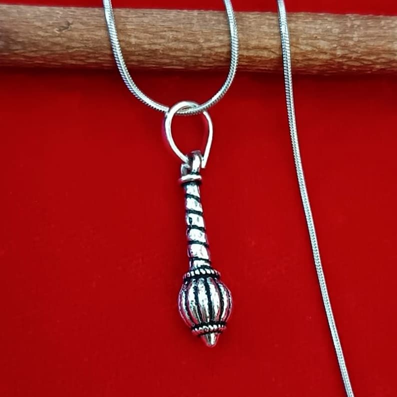 Sterling Silver Lord Hanuman Gada Mace Pendant, Mystic Locket for Men ...
