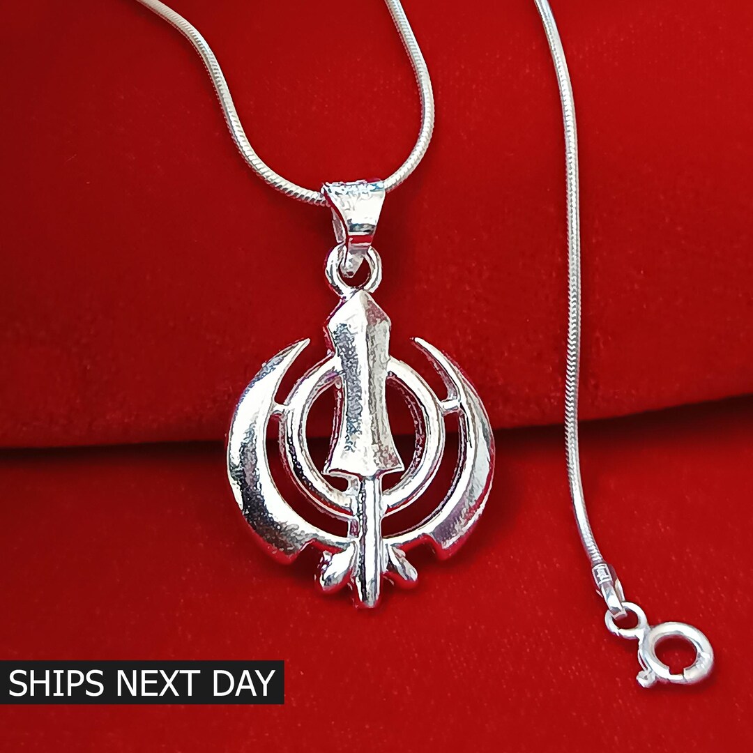 Silver Sikh Khanda Necklace, Sikh Holy Symbol Jewelry, Protection ...