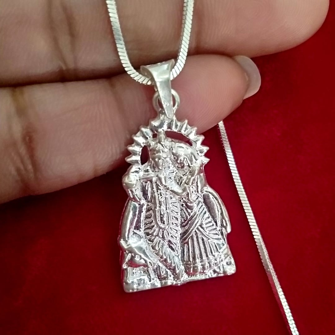 Silver Radha Krishna Pendant Necklace, Radha Krishna Locket for Men and ...
