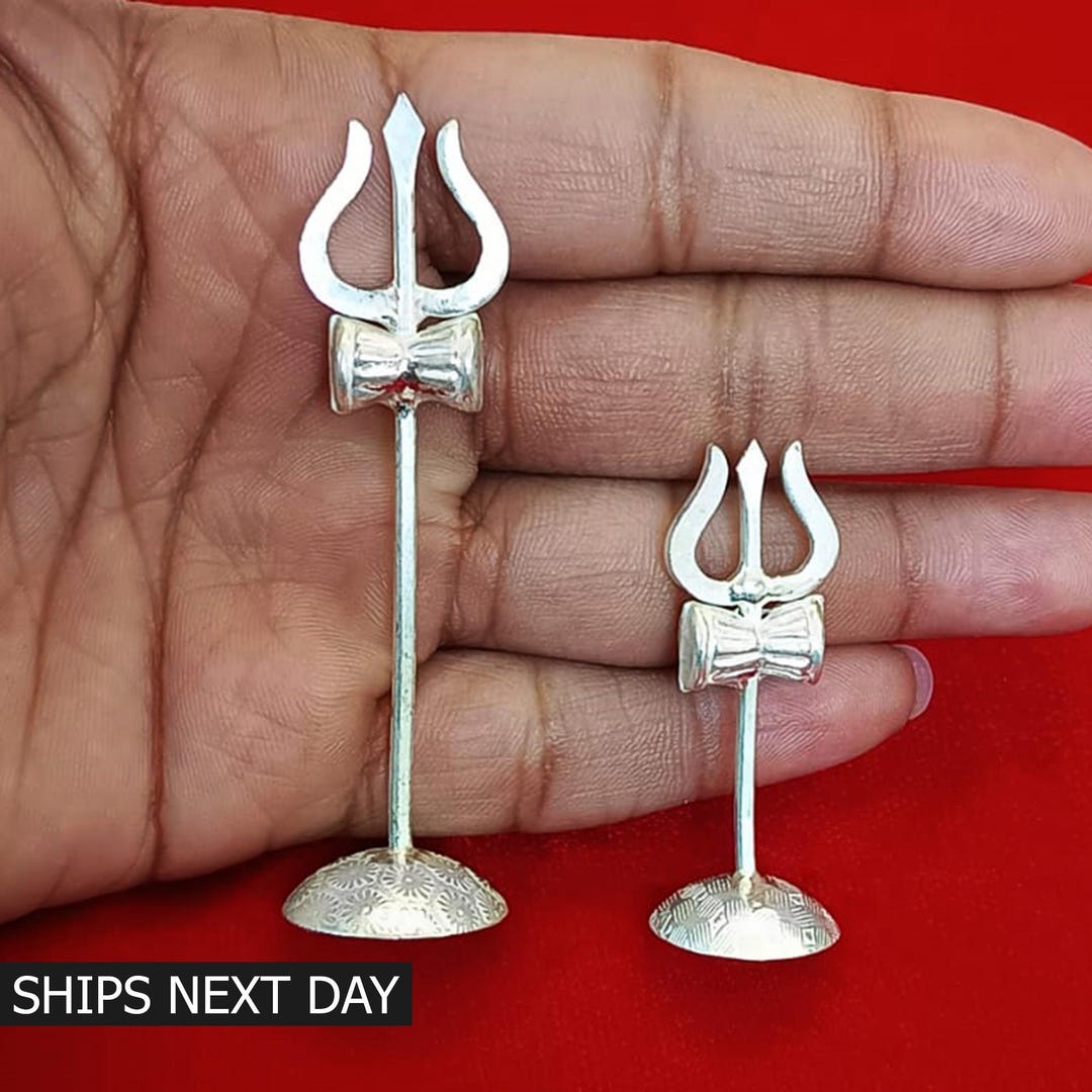 Pure Silver Lord Shiva Trishul Idol, Shiva Figurine, Divine Altar ...