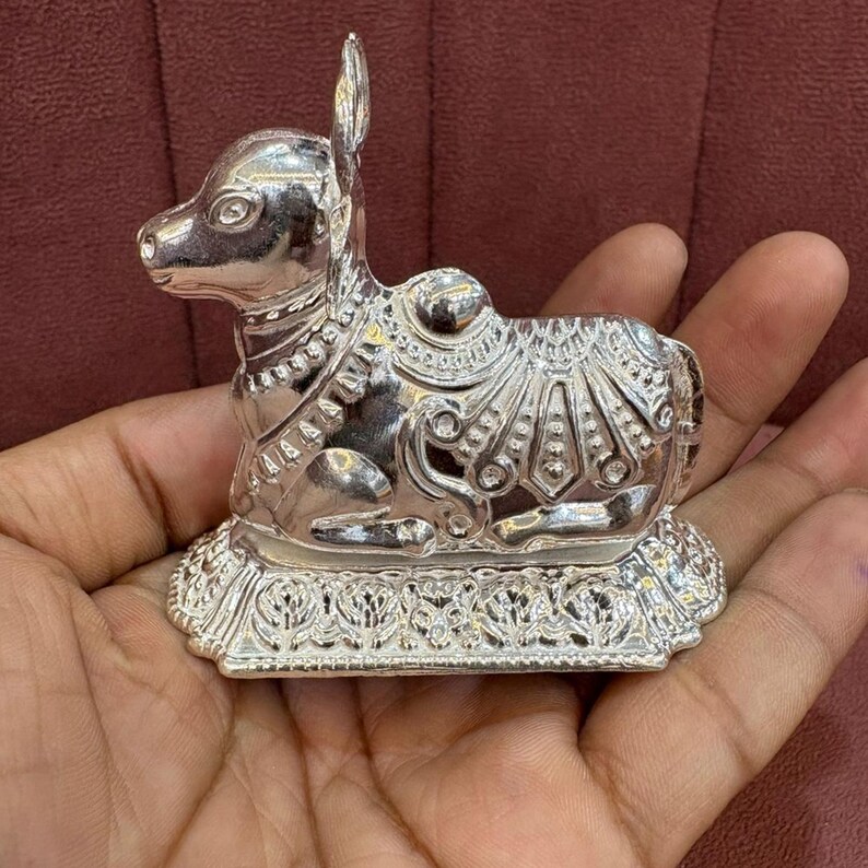 Sterling Silver Nandi Statue, Lord Shiva Puja Gift, Handmade - Etsy