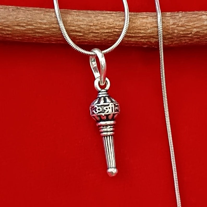Sterling Silver Hanuman Gada Pendant Necklace, Mystic Amulet - Etsy