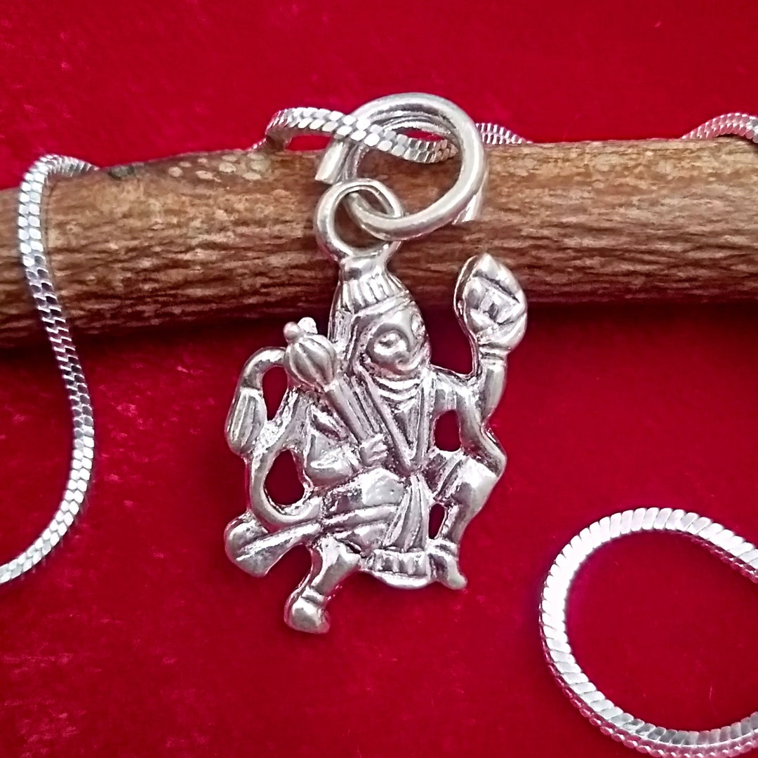 Lord Hanuman Pendant Necklace, 925 Sterling Silver Hindu God Amulet ...