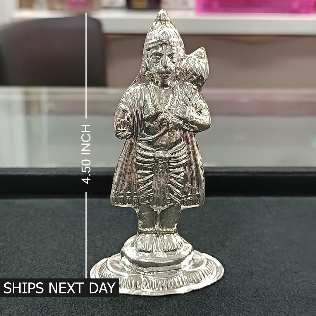 Sterling Silver Lord Hanuman Statue, Handmade Puja Gift (4.5") - Etsy