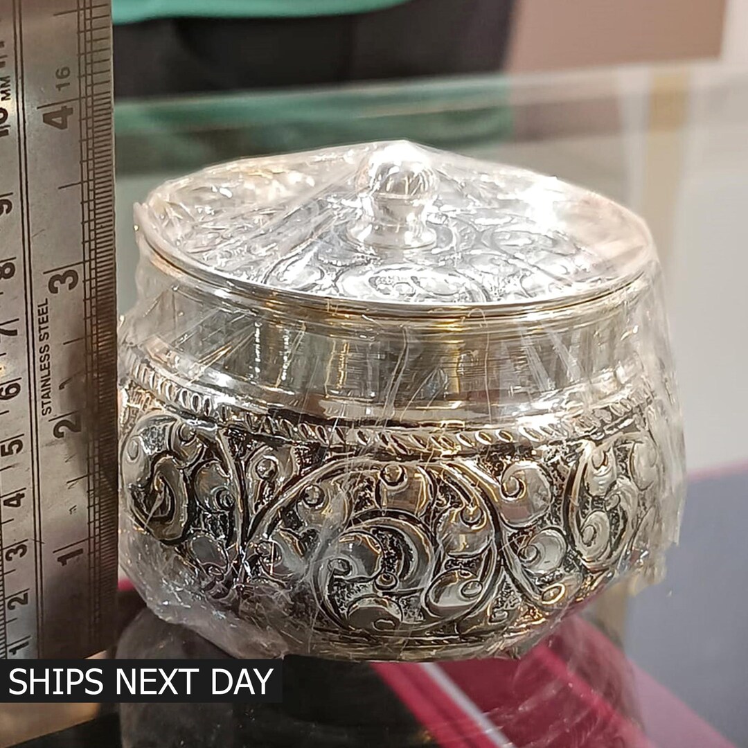 999 Fine Silver Ghee Pot, Silver Jar, Solid Silver Storage Box ...