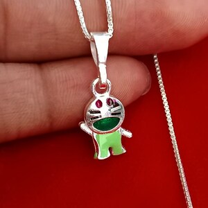 Doraemon Silver Necklace, Enamel Charm, Kids Jewelry - Etsy