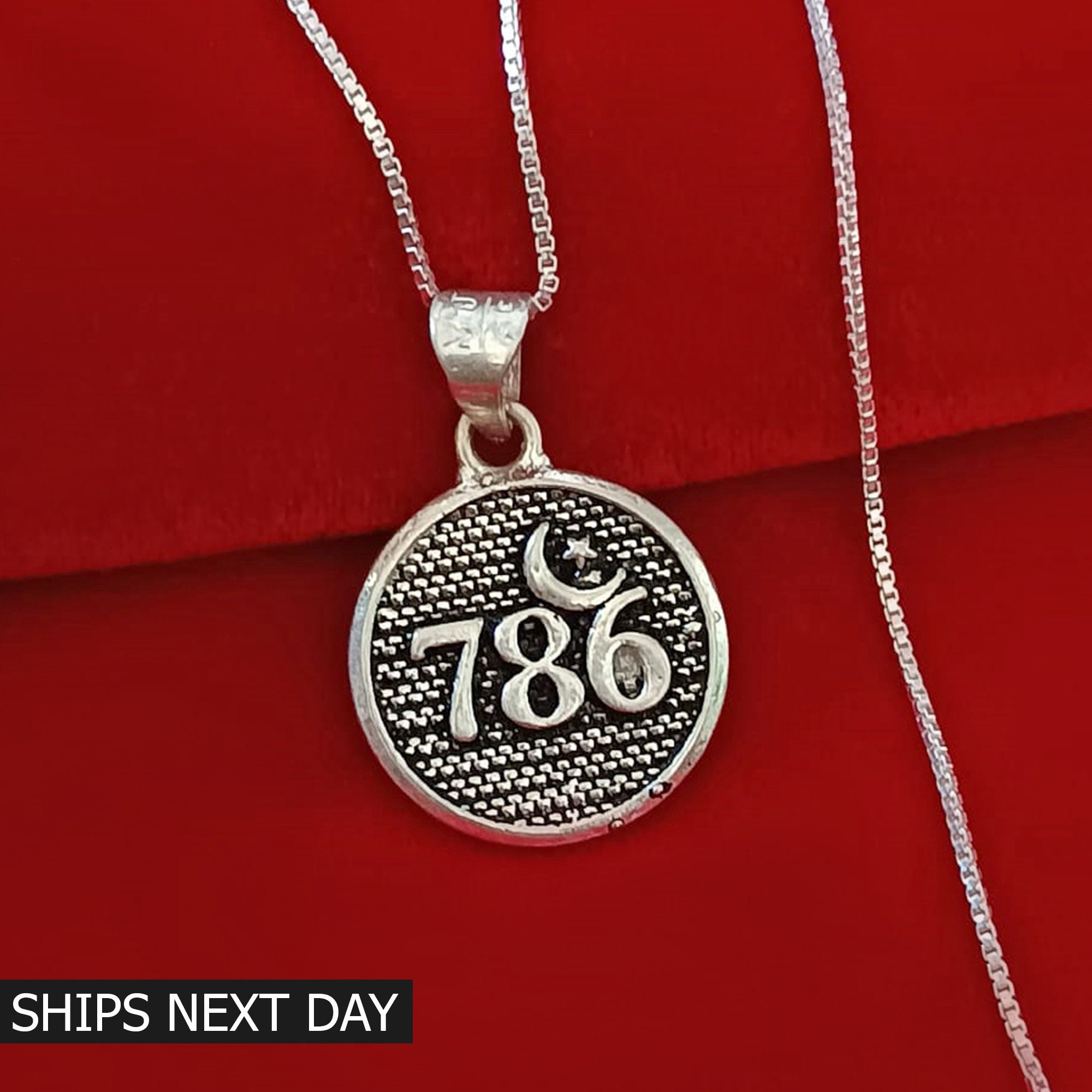 925 Sterling Silver Lucky 786 Pendant Necklace Islamic Gift Allah Barkat Religious Gift for Men and Women Etsy