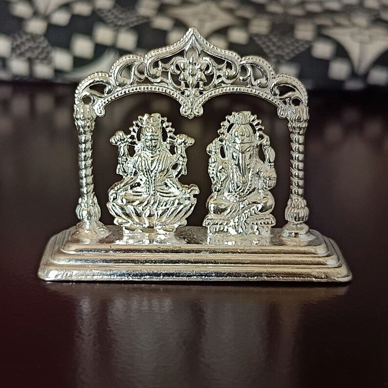Pure Silver Idols Laxmi Ganesh Statue, Silver Puja Article, Home Temple ...