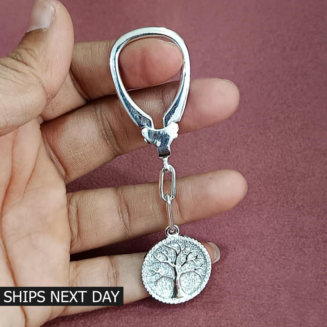 Pure Silver Key Chain Solid Silver Key Holder Personalized Car Key ...