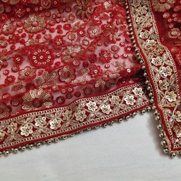 Bridal Red Dupatta - Etsy