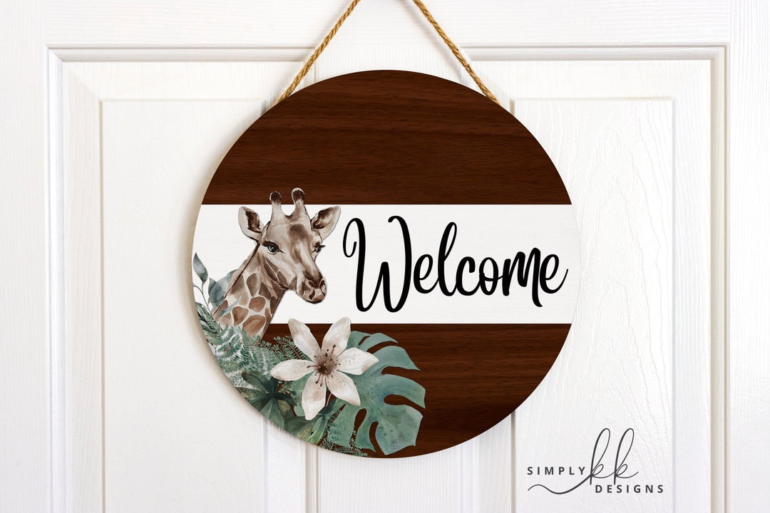 Tropical Giraffe Round Door Hanger, PNG Digital Design for 12.25 Circle ...