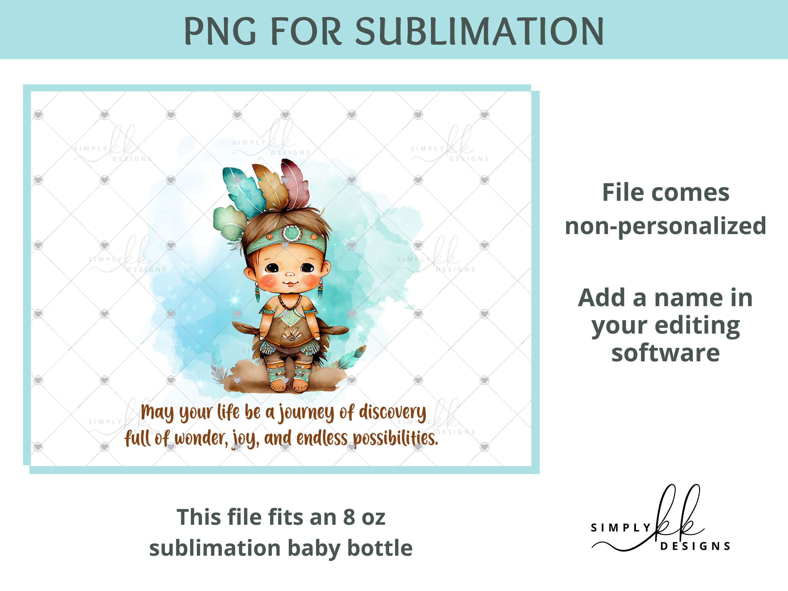 Native American Baby Boy, Sublimation 8 Oz Baby Bottle Wrap, May Your ...