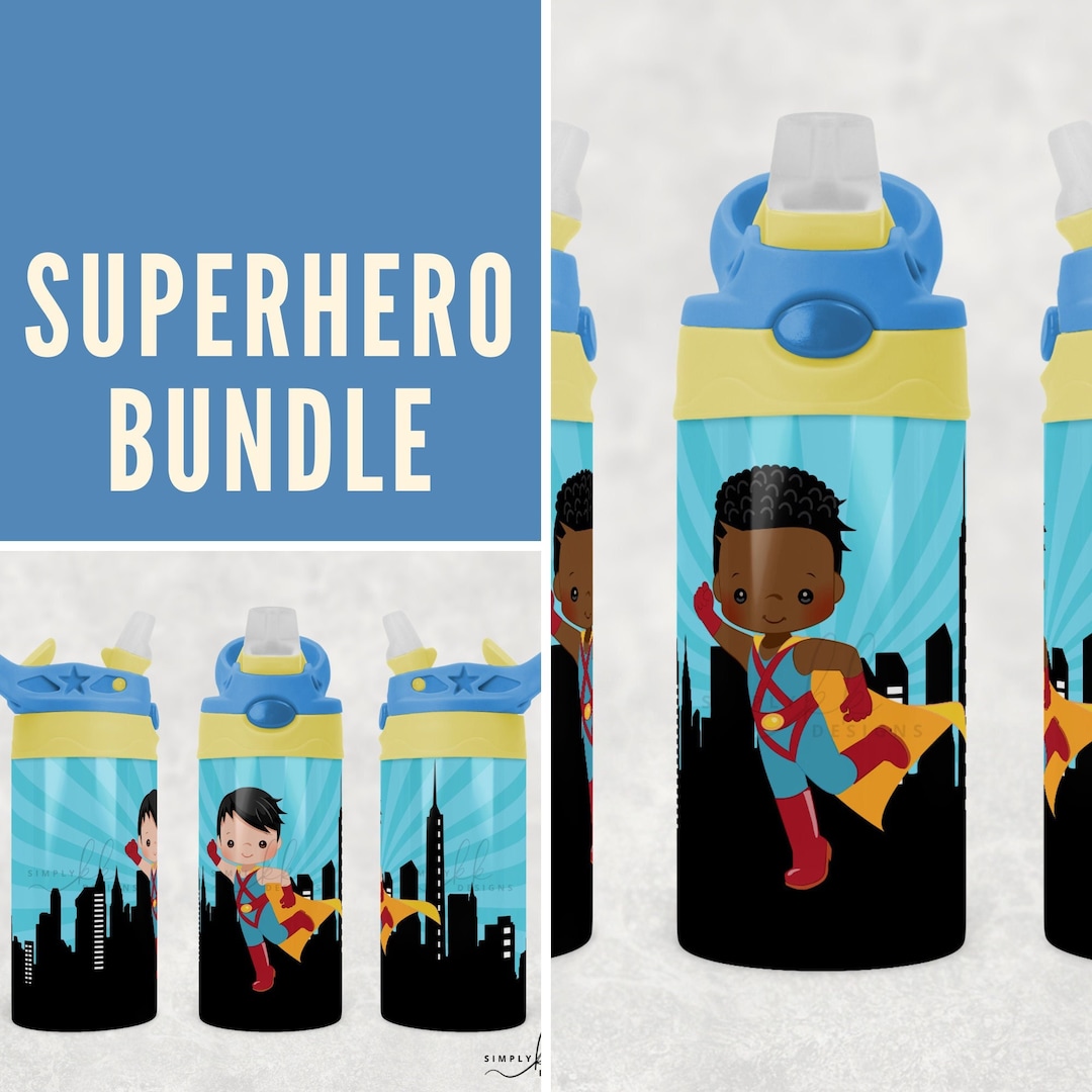 Superhero Bundle, Sublimation Kid's 12 Oz Flip Top Tumbler Wrap, 2 ...