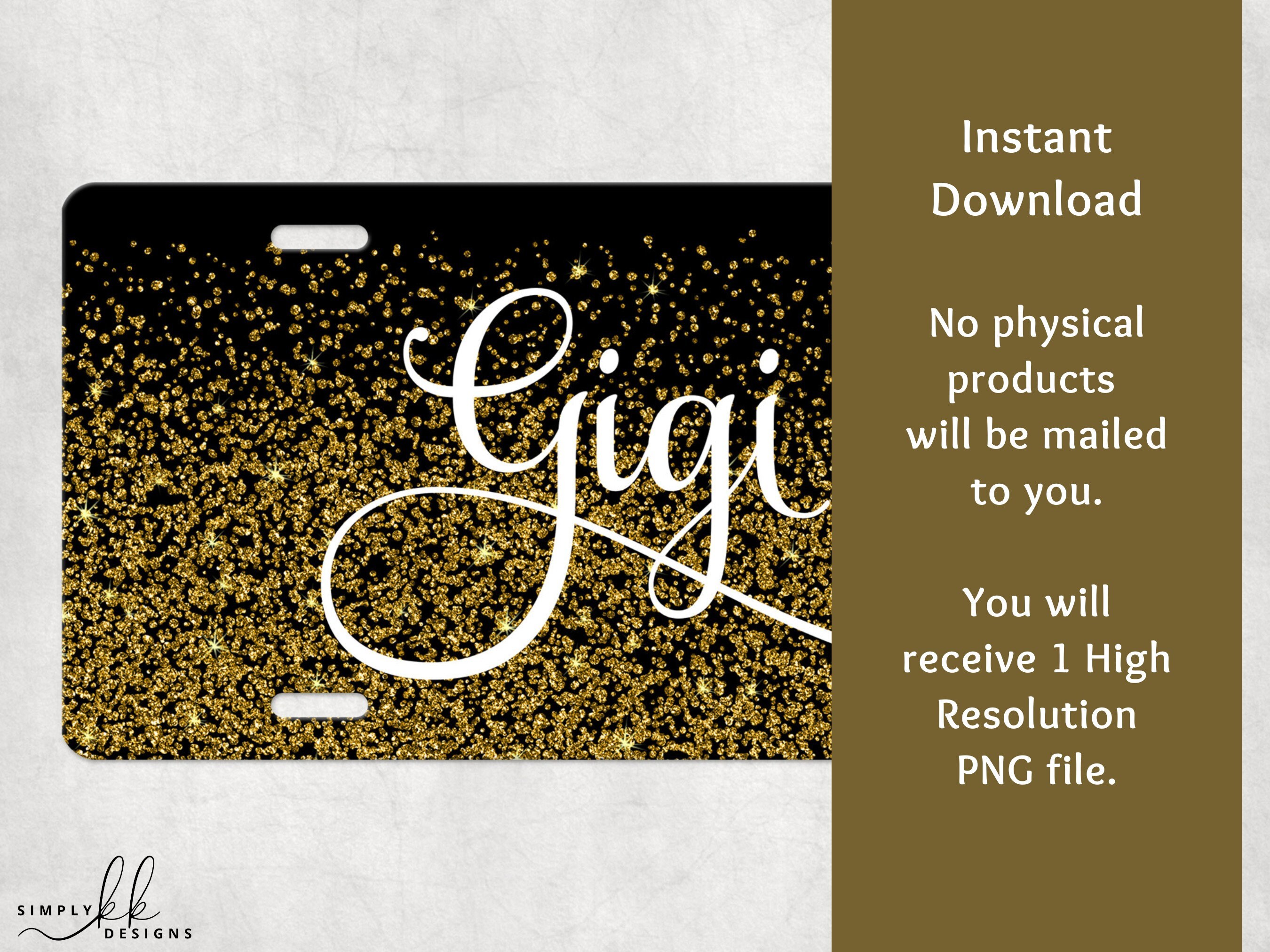Gold Gigi Confetti Vanity Plate, Sublimation 12x6 License Plate Design ...