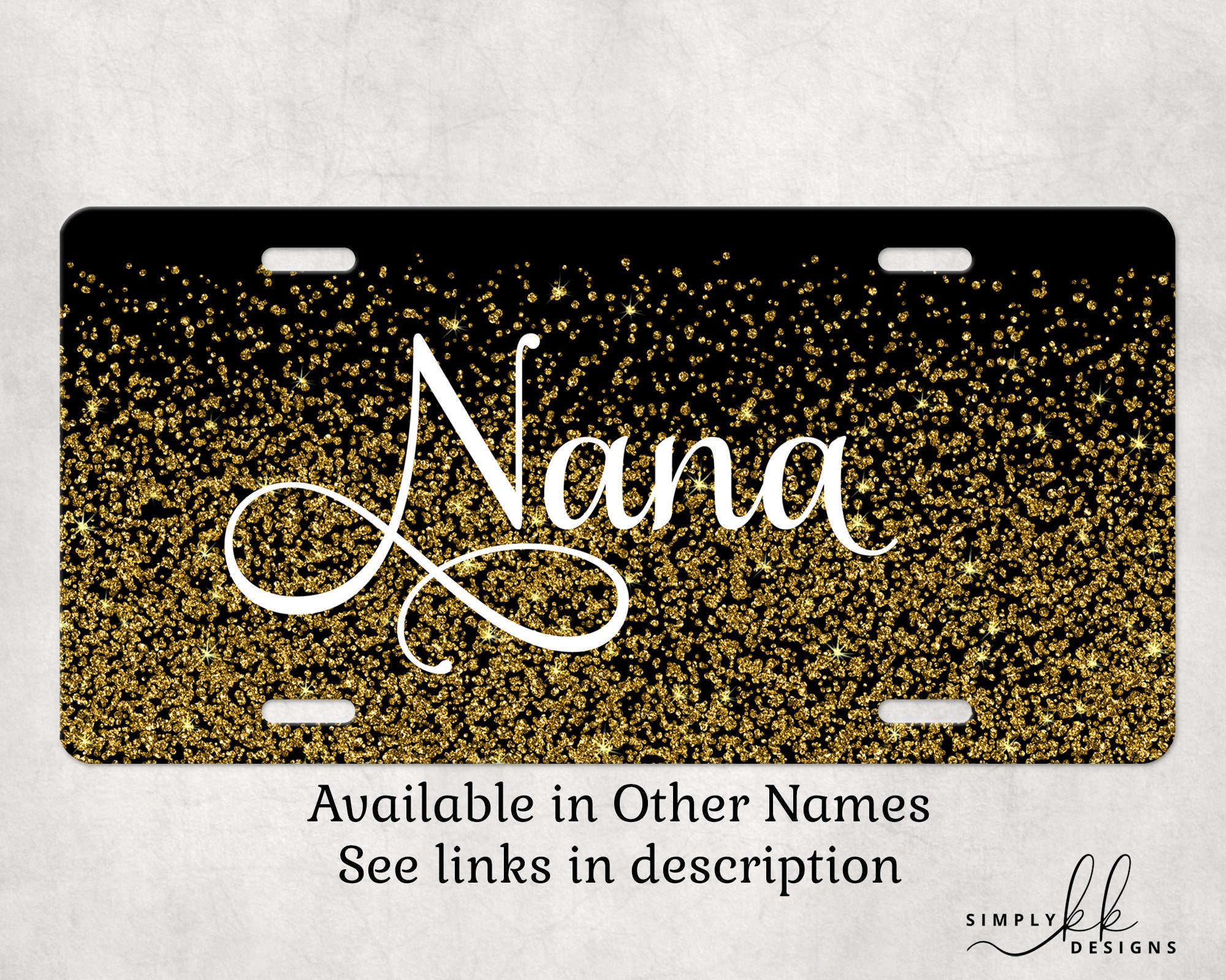 Gold Gigi Confetti Vanity Plate, Sublimation 12x6 License Plate Design ...