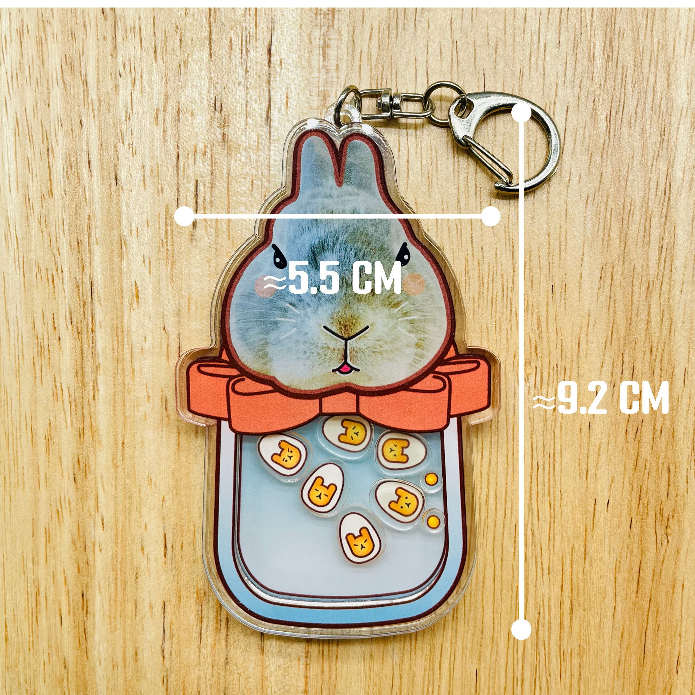 Large Shakable Cute Bunny Rabbit Emoji Eggs Jar Keychain/ Keyring ...