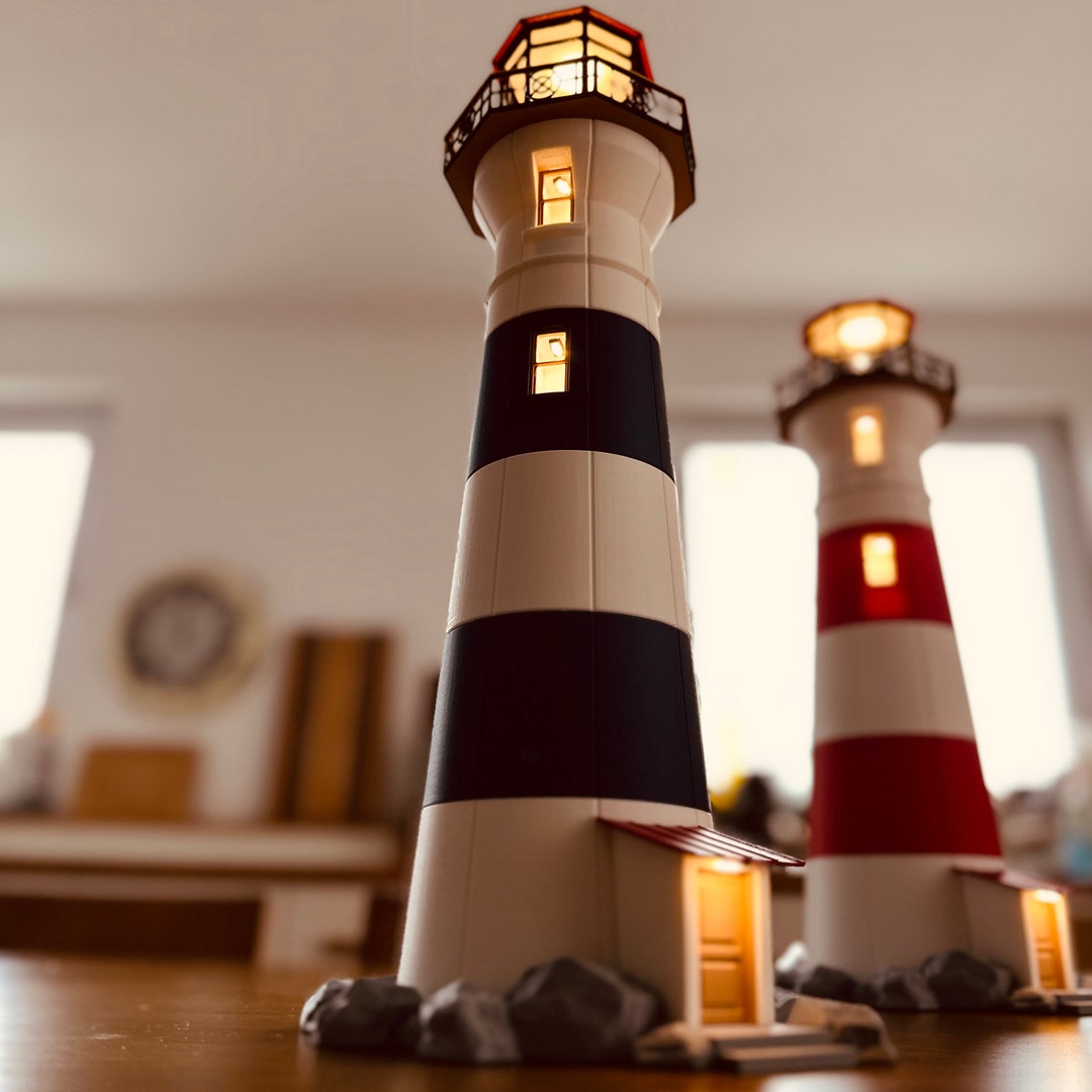 Handmade 3D Printed Lighthouse, Lighthouse Bedside Desk Lamp, Art Deco ...