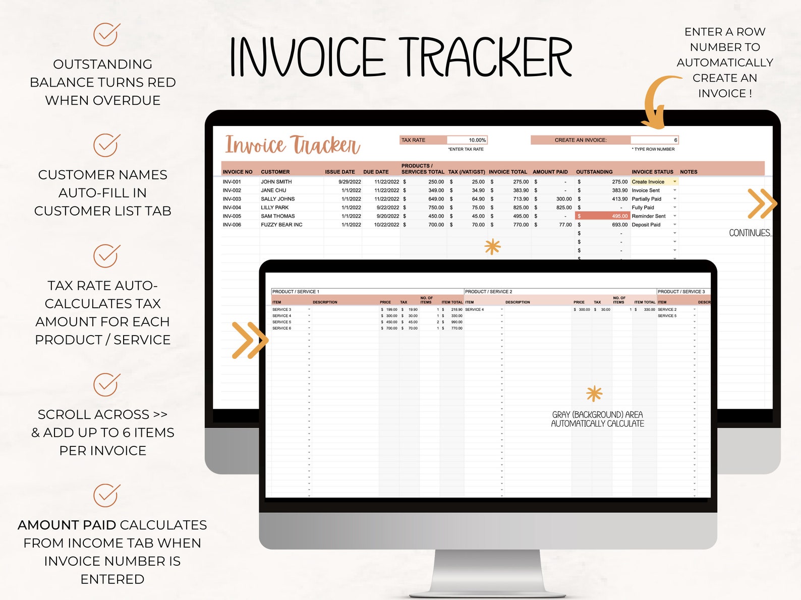 Easy Bookkeeping and Invoice Template, Small Business Bookkeeping ...
