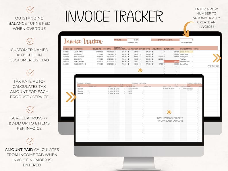 Easy Bookkeeping and Invoice Template, Small Business Bookkeeping ...