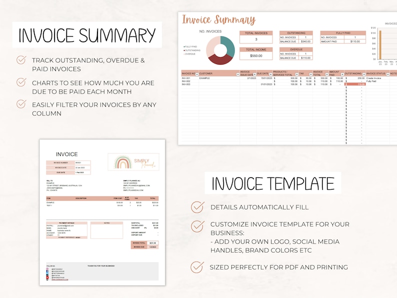 Excel Bookkeeping Invoice Template With Mileage Tracker, Small Business ...