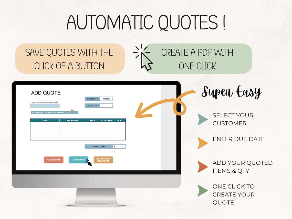 Quote Tracker for Excel, Small Business Bookkeeping Spreadsheet, Blue ...
