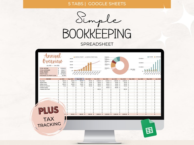 Simple Bookkeeping Template | Small Business Bookkeeping Spreadsheet ...