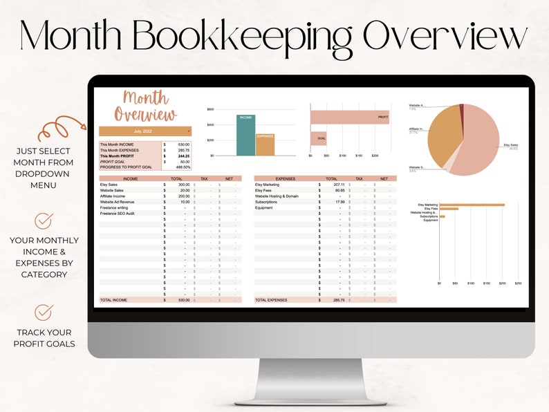 Simple Bookkeeping Template Small Business Bookkeeping - Etsy