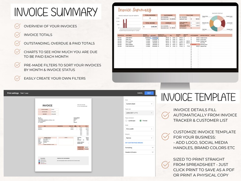 Easy Bookkeeping and Invoice Template Small Business - Etsy