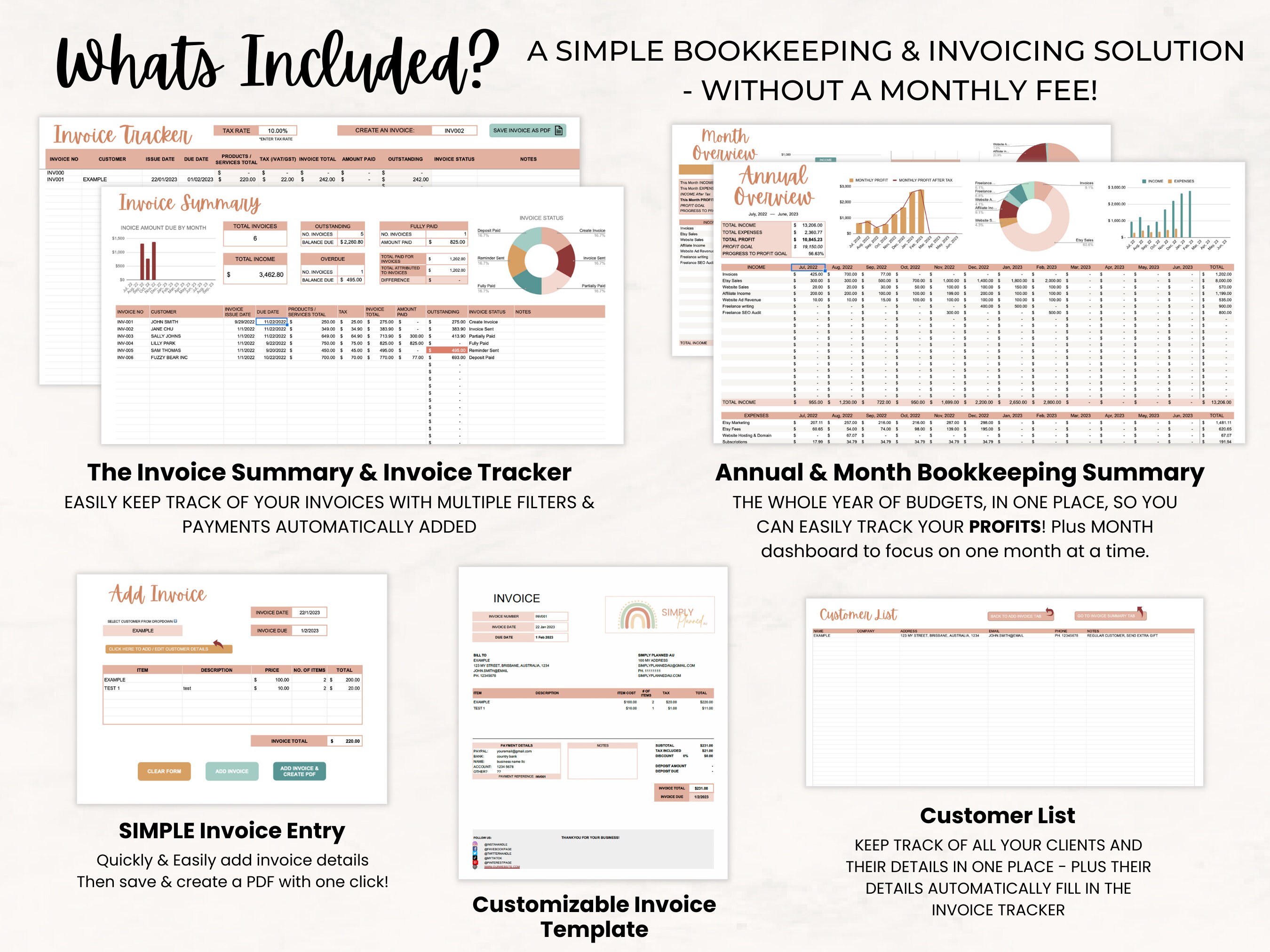 Excel Bookkeeping Invoice Template Small Business Bookkeeping - Etsy