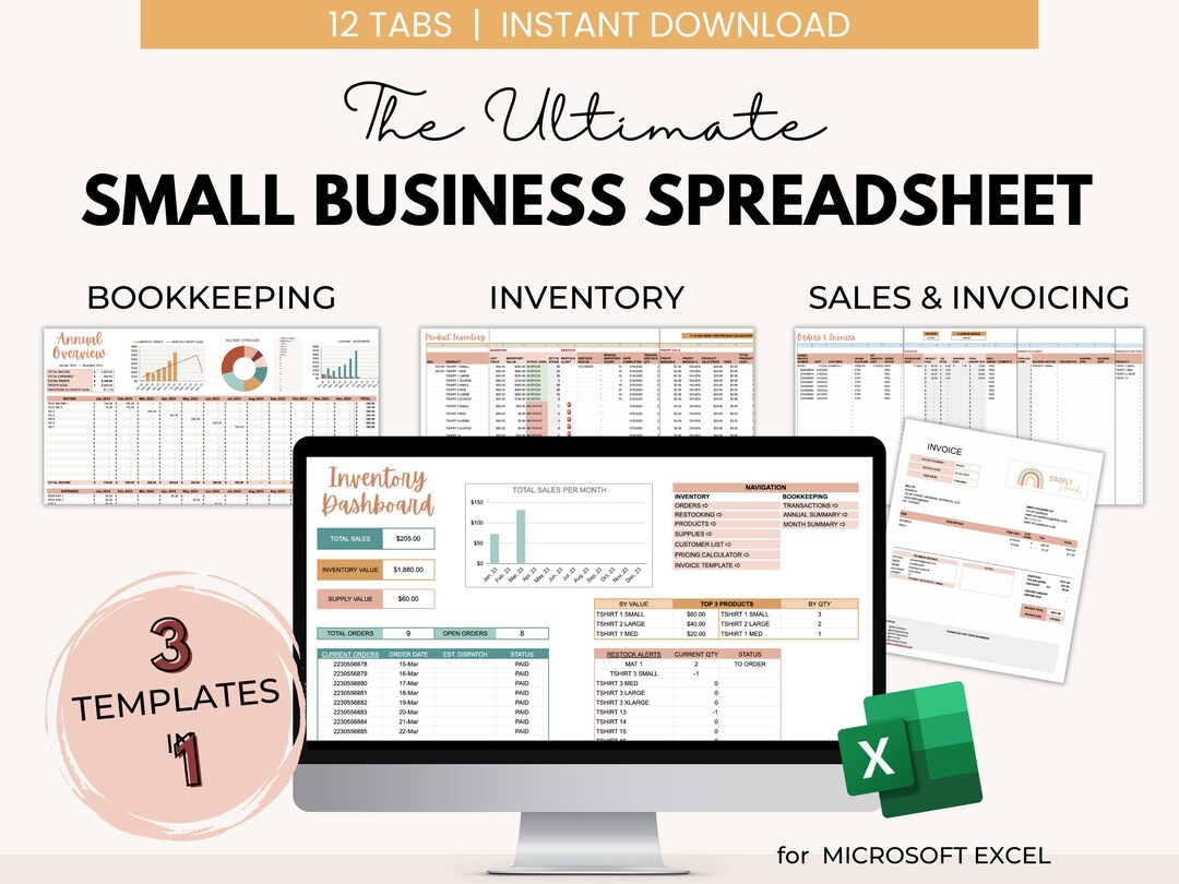 Ultimate Excel Inventory Tracking Bookkeeping and Invoicing, Small ...