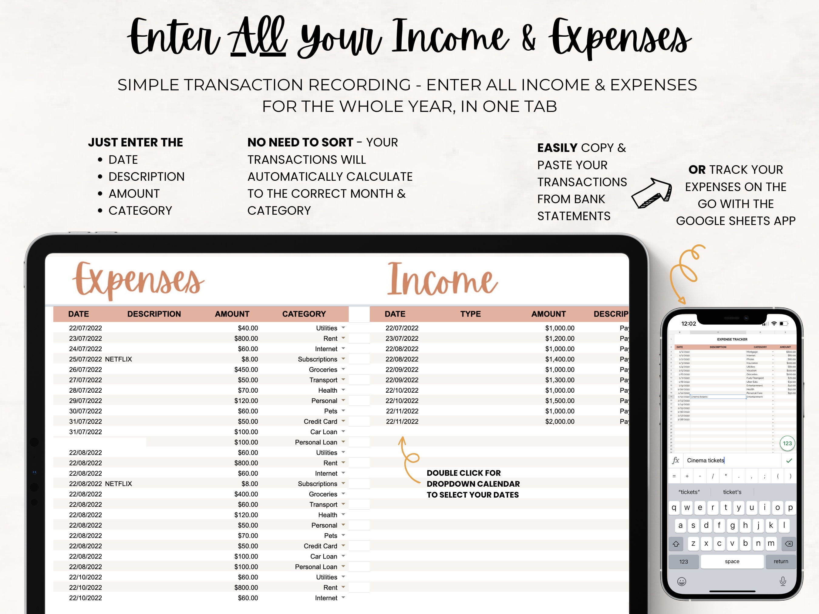 Ultimate Monthly Budget Spreadsheet Template for Google Sheets, Annual ...