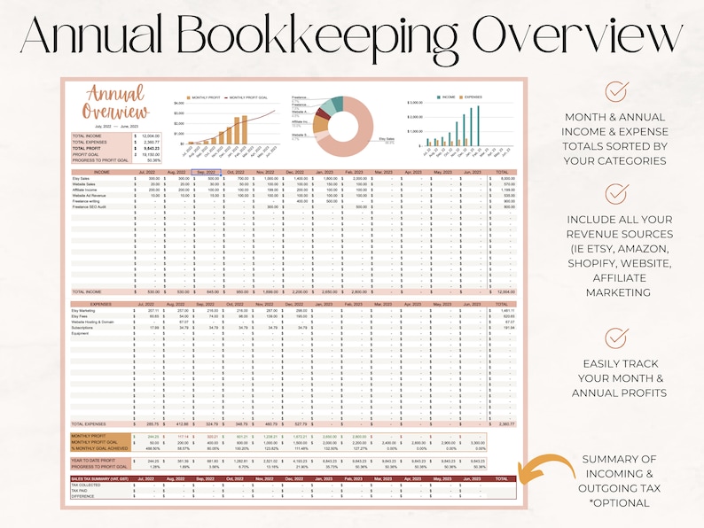 Simple Bookkeeping Template Small Business Bookkeeping - Etsy