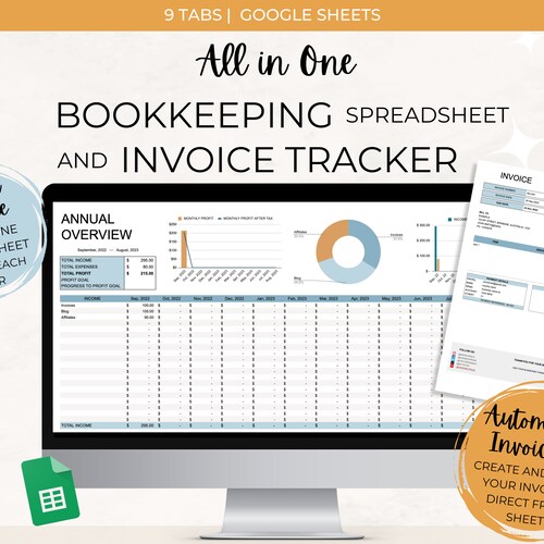 Easy Bookkeeping and Invoice Template Small Business - Etsy