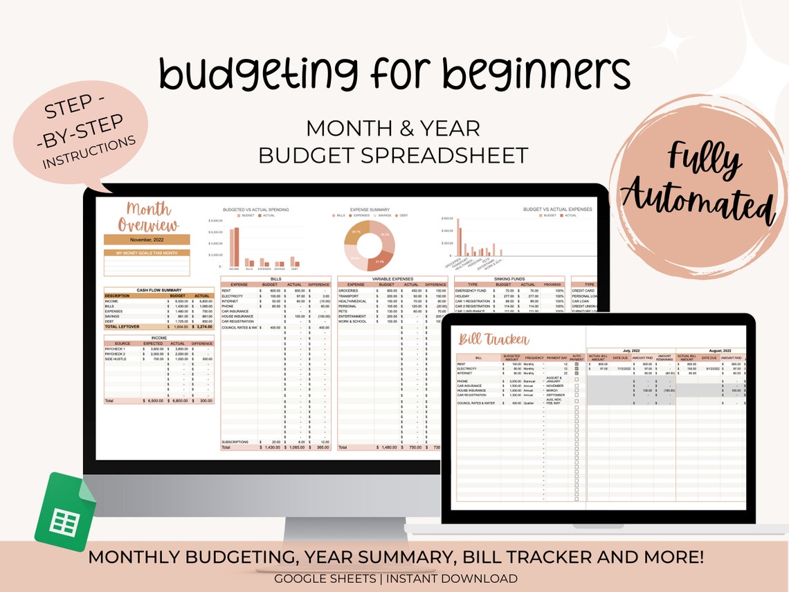 Beginner Budget Template Annual Budget Spreadsheet Google - Etsy
