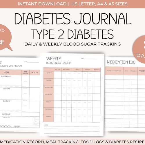 Blood Sugar Digital Print Tracker Diabetic Log - Etsy