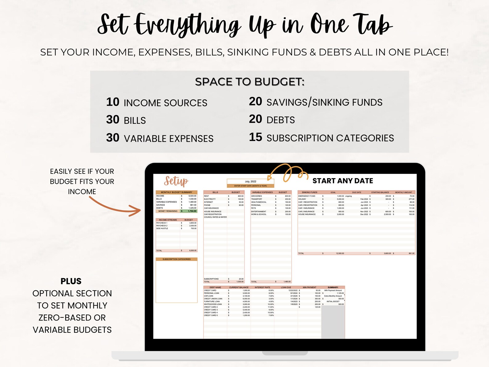 Beginner Budget Template | Annual Budget Spreadsheet, Google Sheets ...