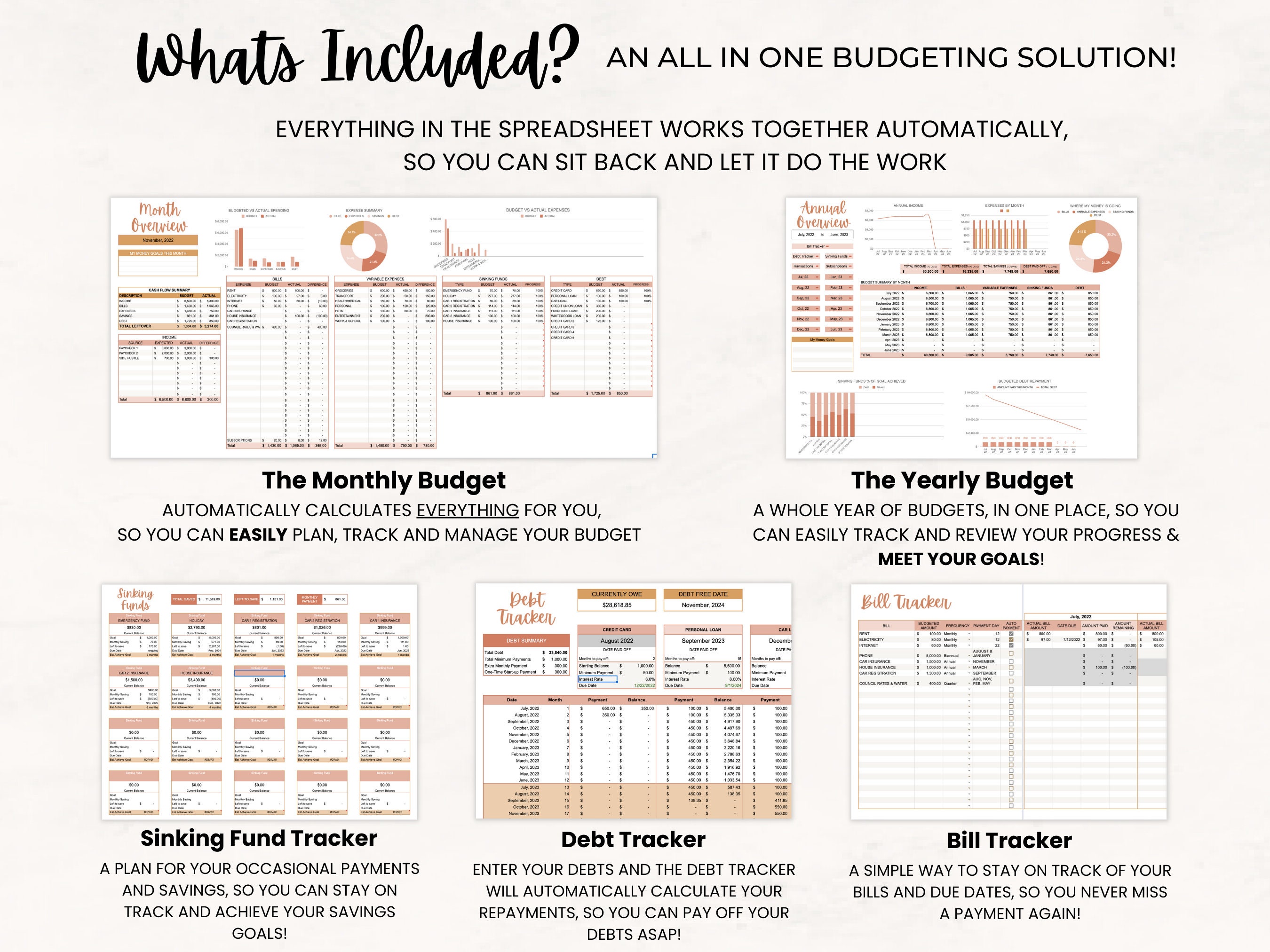 Ultimate Monthly Budget Spreadsheet Template for Google Sheets, Annual ...