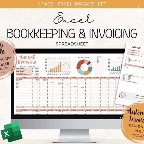 Easy Bookkeeping and Invoice Template Small Business - Etsy