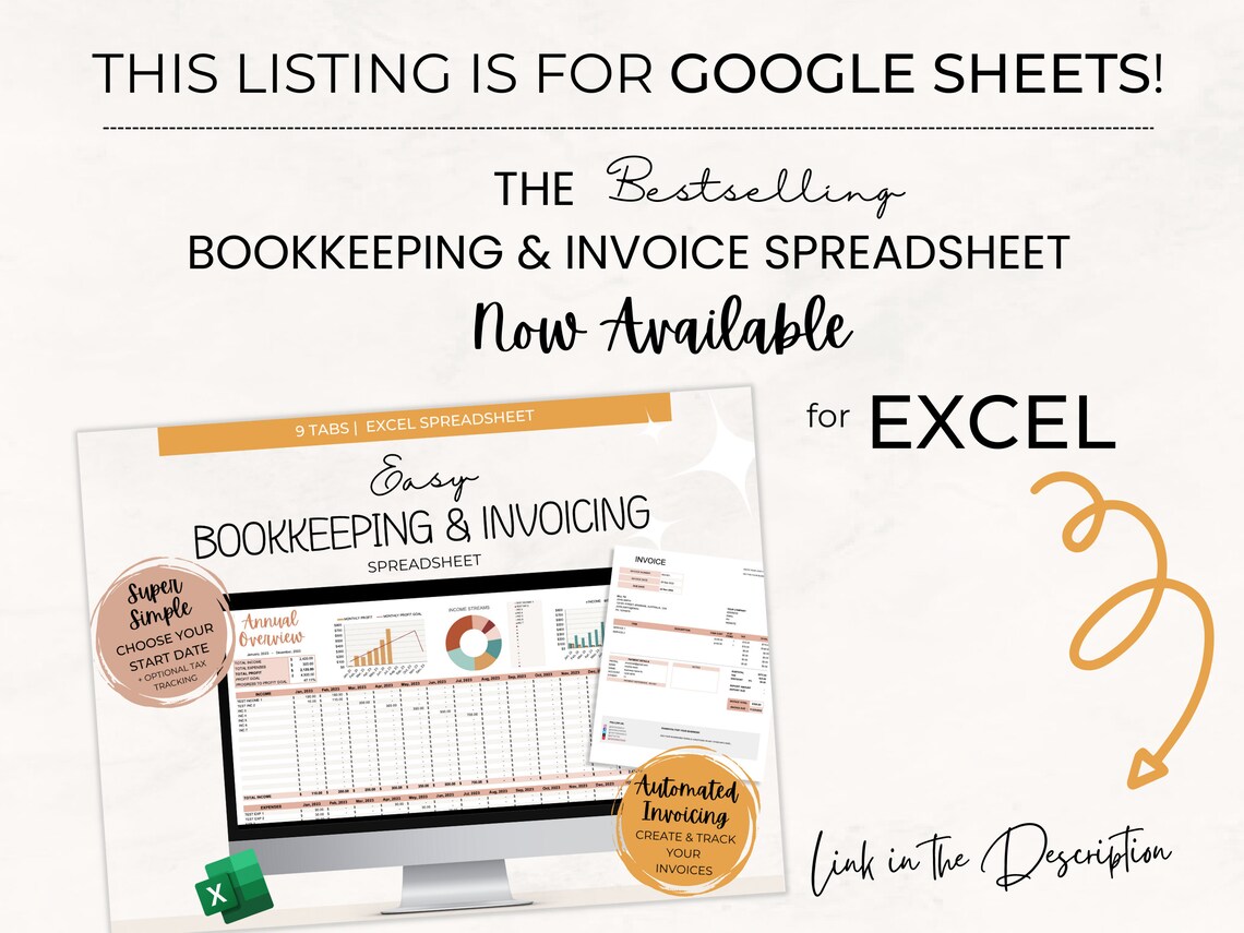 Easy Bookkeeping and Invoice Template, Small Business Bookkeeping ...