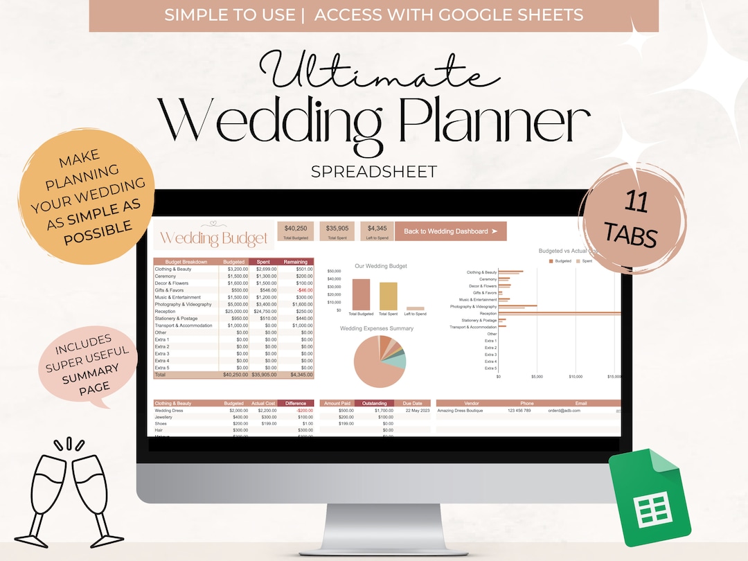 ULTIMATE Wedding Planning Spreadsheet, Digital Wedding Planner, Wedding ...