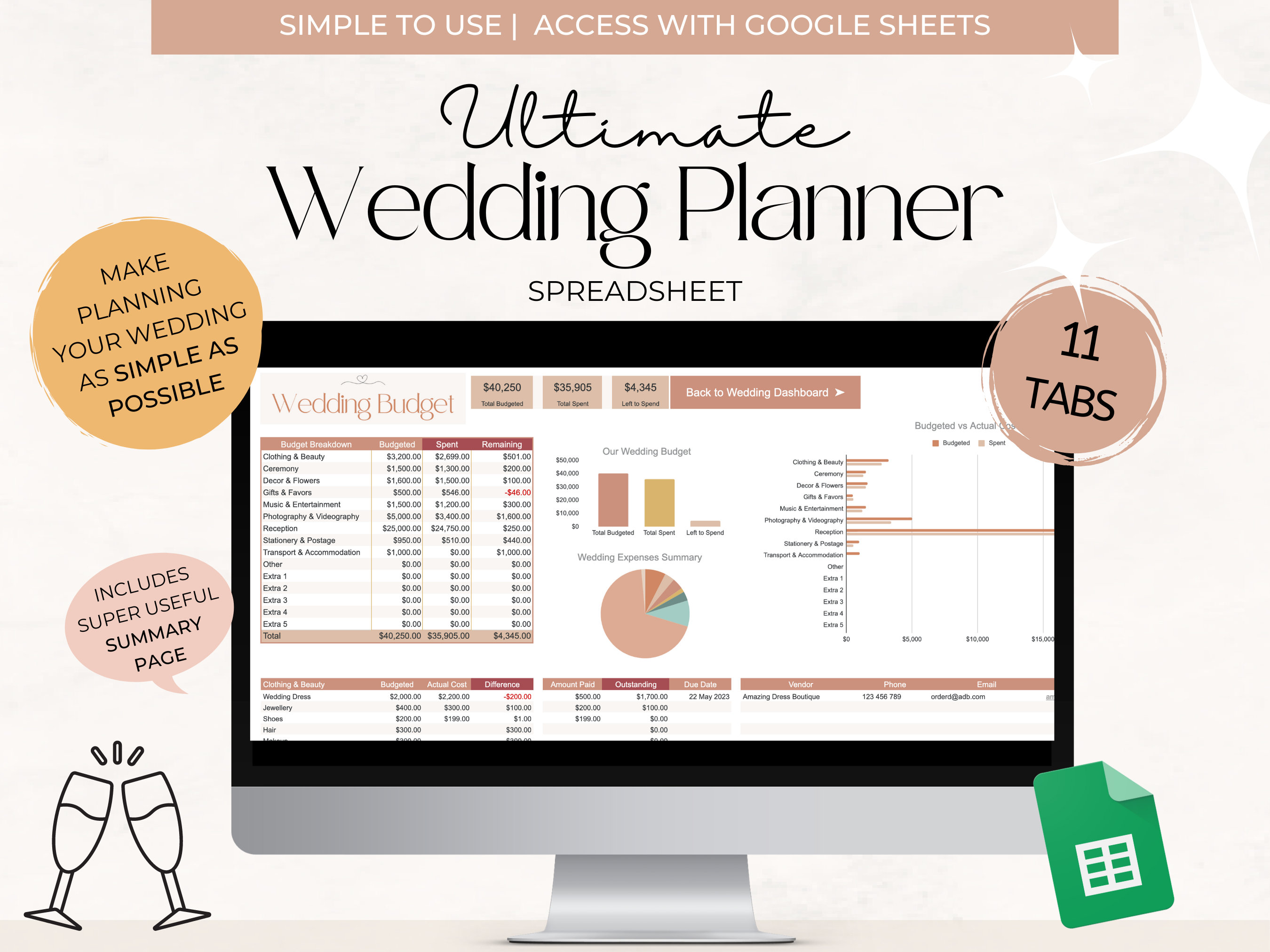 ULTIMATE Wedding Planning Spreadsheet, Digital Wedding Planner, Wedding ...