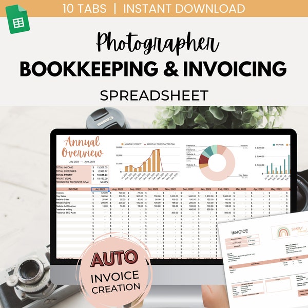 Photography Bookkeeping Spreadsheet Template - Etsy