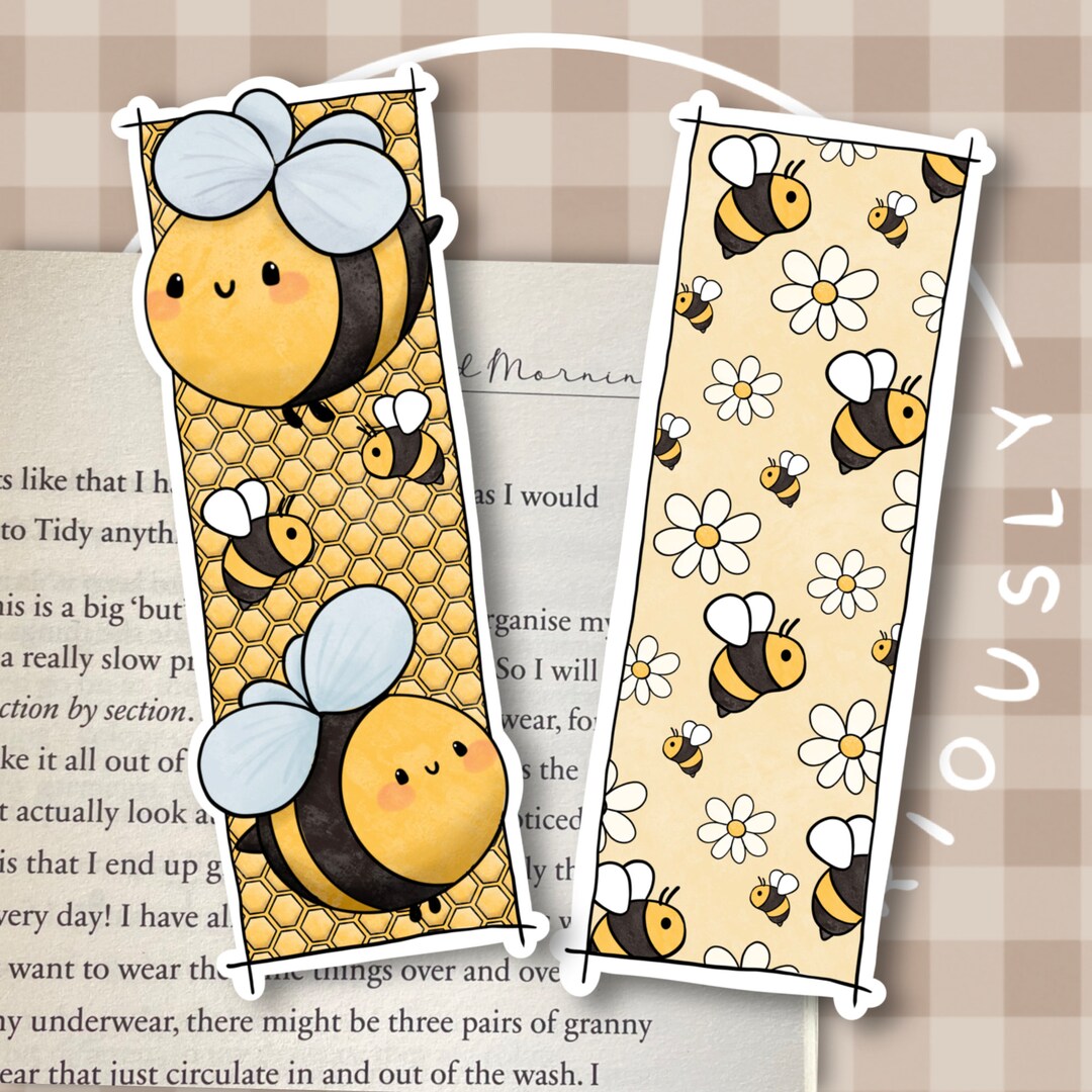 Bumble Bee Bookmark Illustrated Bookmarks Spring Summer Bookmarks Cosy ...