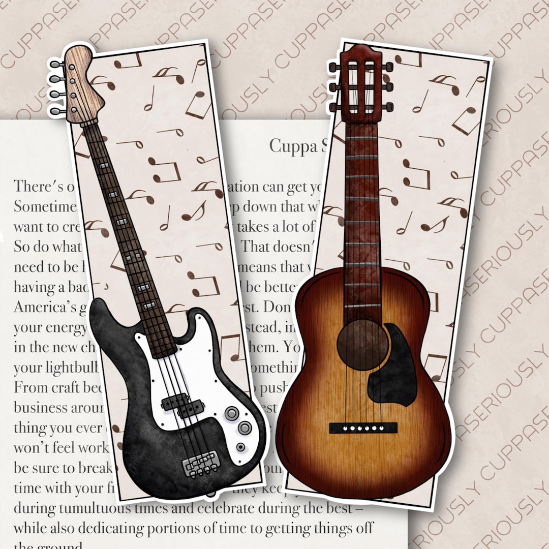 Guitar Bookmarks | Illustrated Bookmarks | Music Bookmarks | Acoustic ...