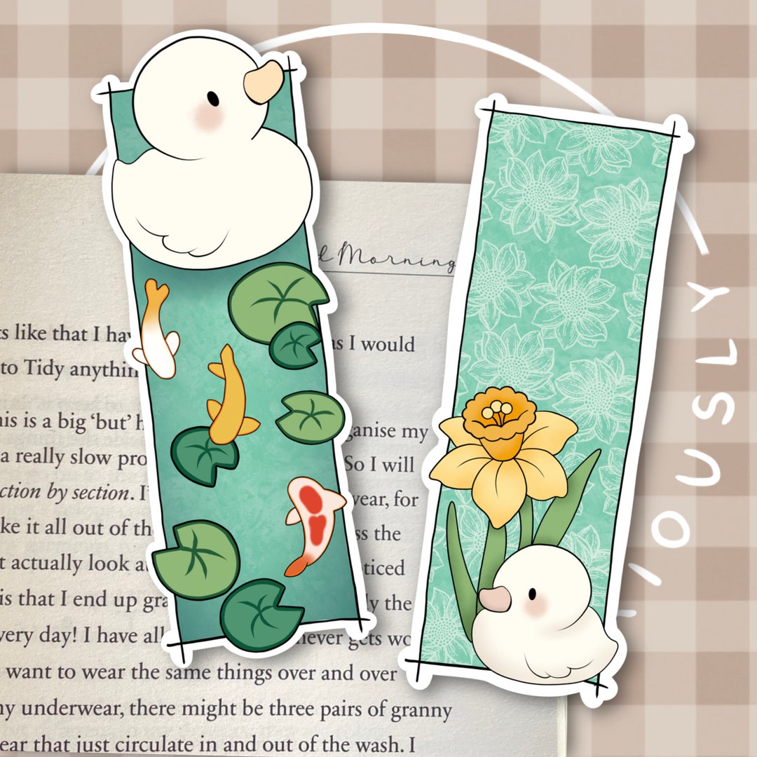 Bookmarks Set of 2 Duck Bookmarks Illustrated Bookmarks Bookmarks Cozy ...