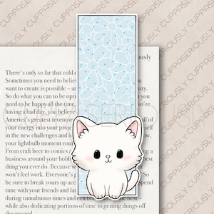 White Kitten Cat Bookmarks | Illustrated Bookmarks | Kawaii Bookmarks ...