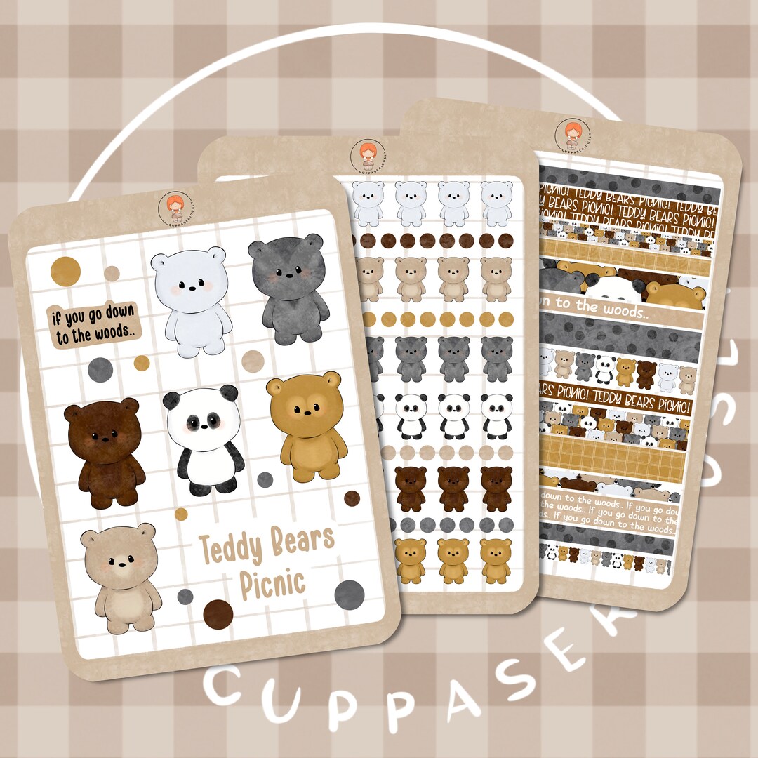 Teddy Bears Sticker Sheet: Planner Scrapbook Stickers - Etsy