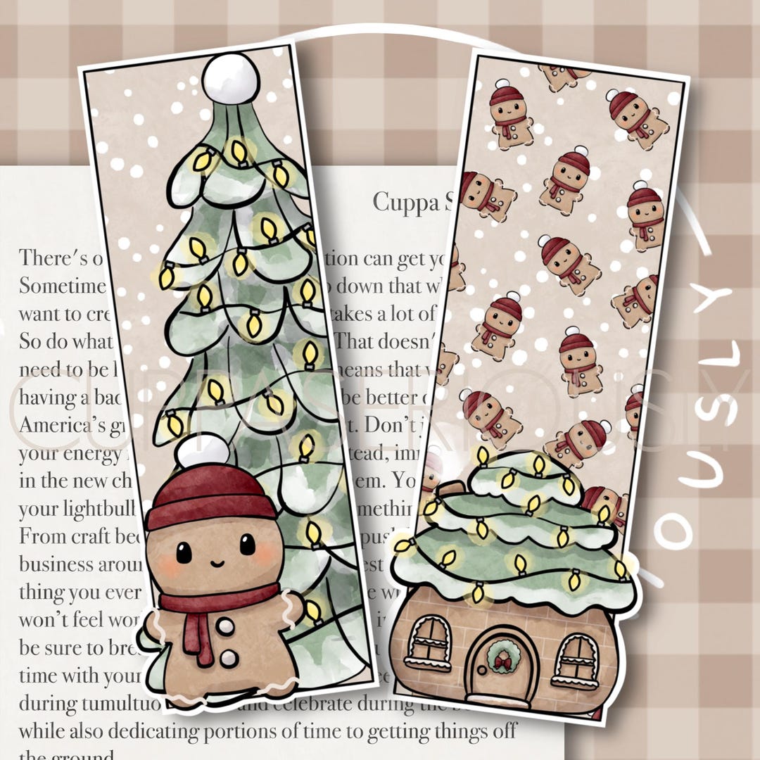 Gingerbread Christmas Tree Bookmark: Illustrated Holiday Bookmarks - Etsy