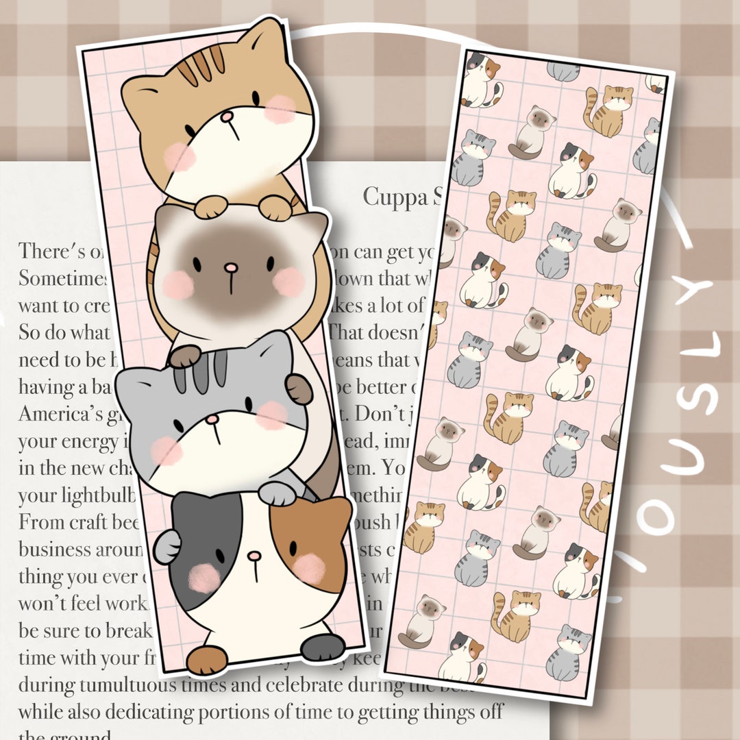 Kitty Cats Bookmarks | Illustrated Bookmarks | Cute Kittens Bookmarks ...